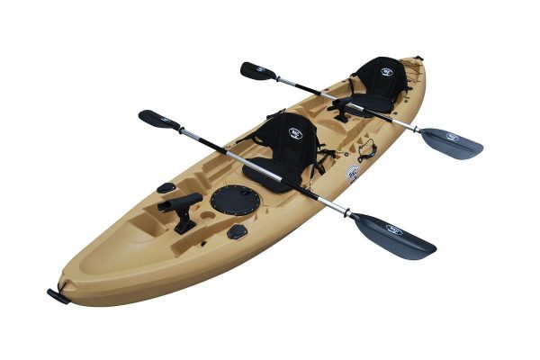 BKC - TK219 12.5-foot Tandem 2 or 3 Person Sit On Top Fishing Kayak w ...